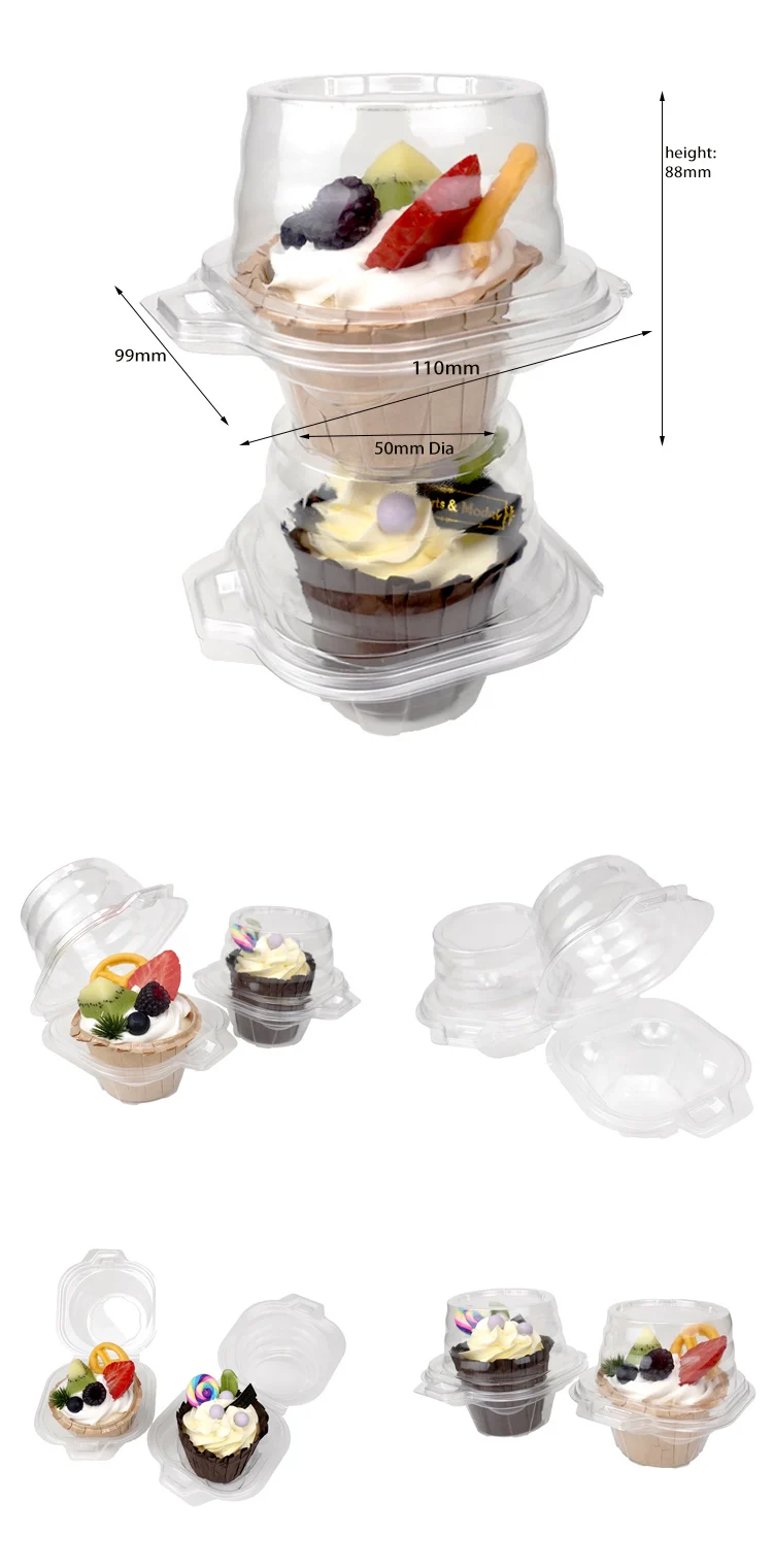 Wholesale Single Cupcake Clear Pet Plastic Box Individual Muffin ...