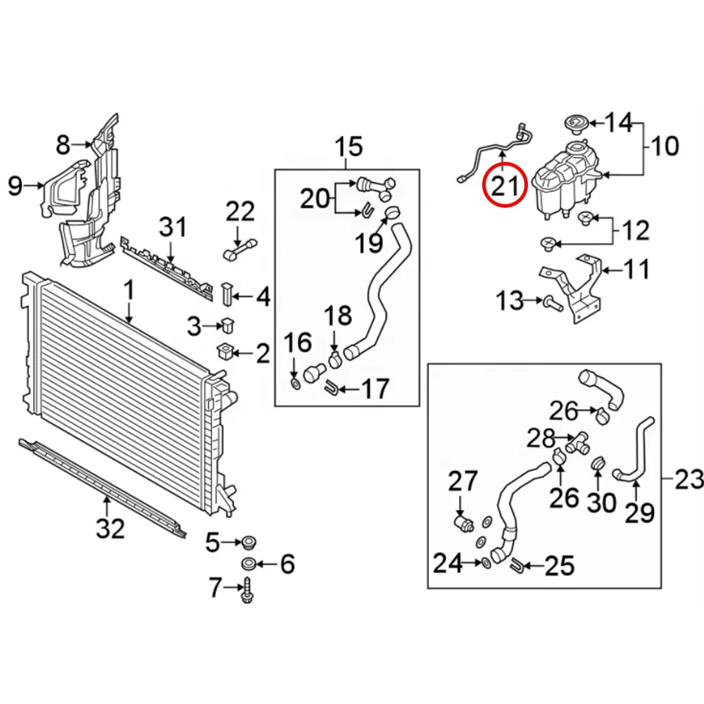Engine Coolant Overflow Bypass Hose Radiator Breather Line 8w0121081ed ...