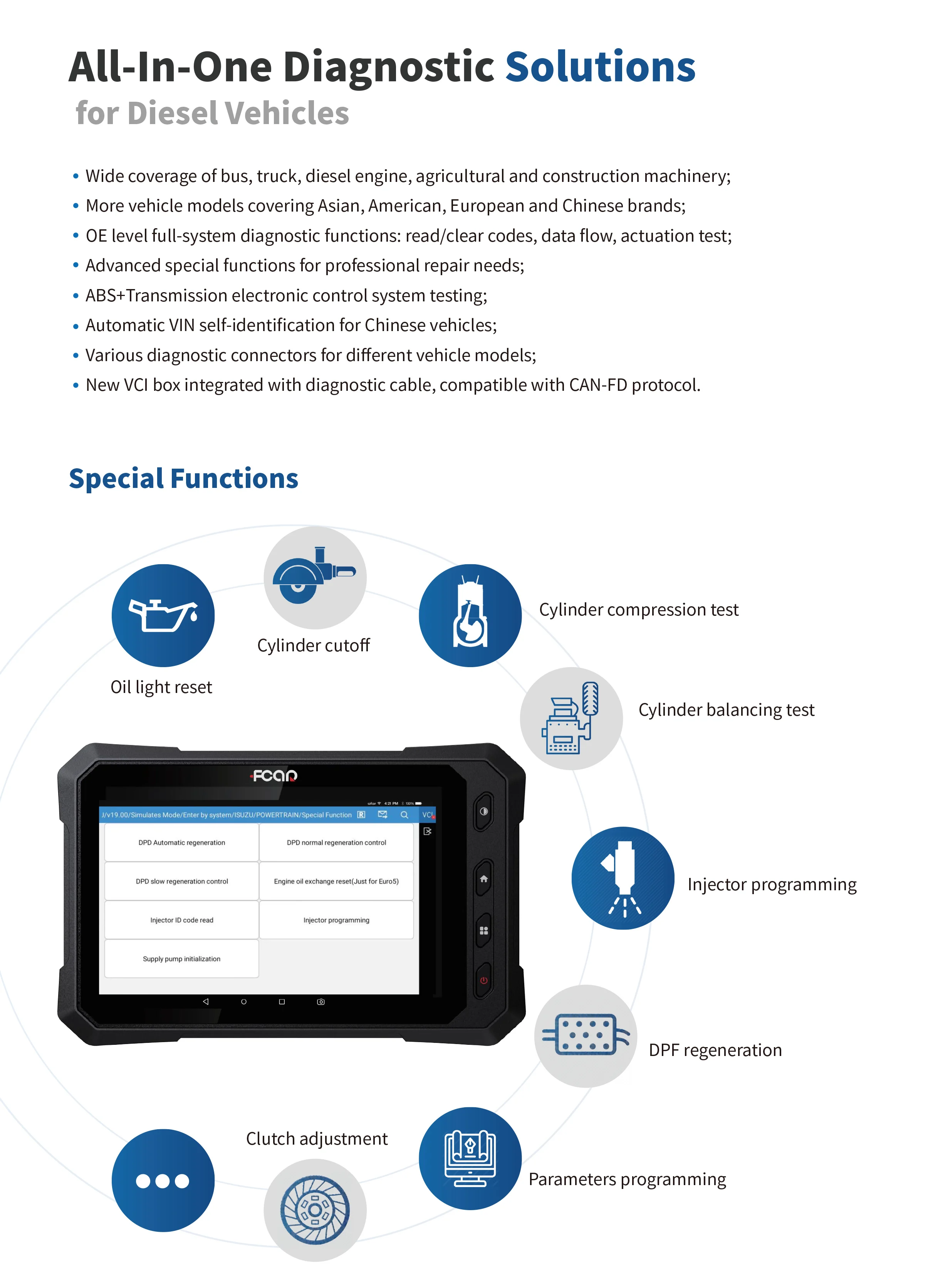 FCAR F9S-D Diagnostic Scanner for 24V Truck Bus Engines