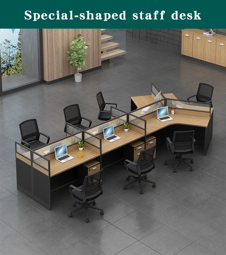 Modern 3 Person Desk Office Cubicle Partitions