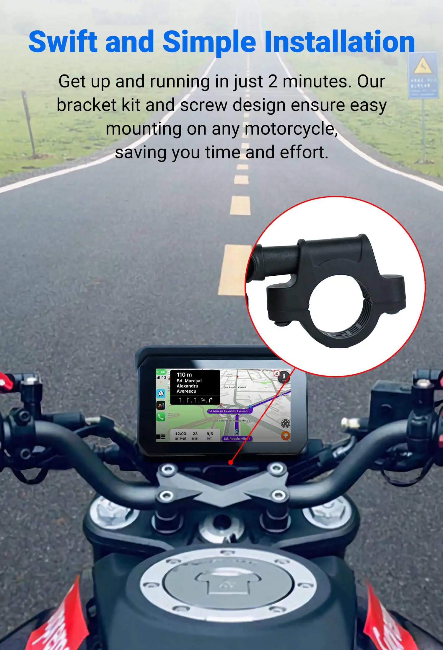 Ottocast Waterproof Wireless Motorcycle Gps 5 Inch Carplay Screen ...
