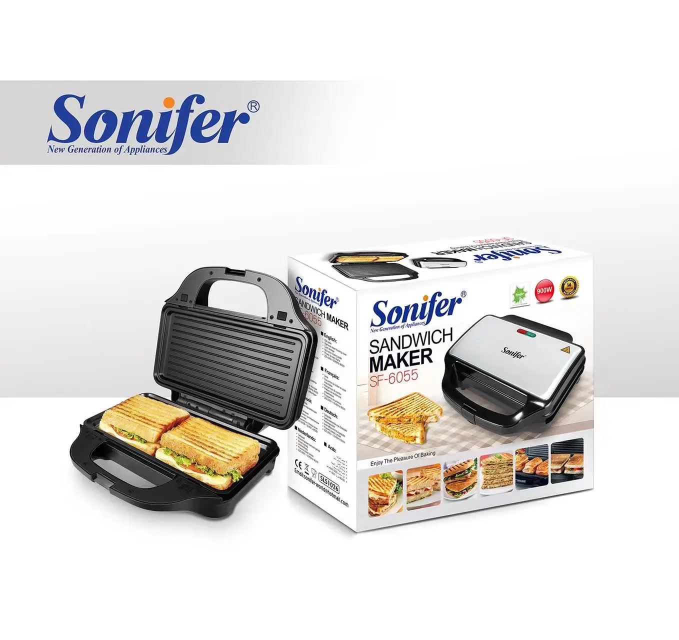 Sonifer SF-6055 Wholesale Kitchen 220V 2 Slice Breakfast Grill