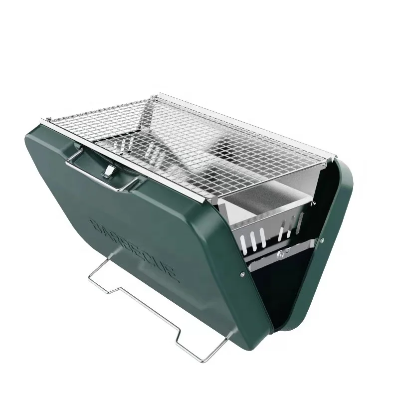 Outdoor Camping Stainless Steel Portable Folding Suitcase Charcoal BBQ ...