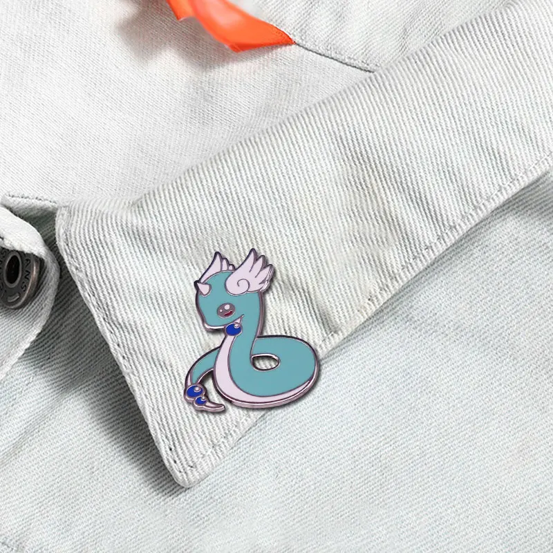 P0kem0n Serpentine Blue Dragon Dragonair Enamel Pin Anime Game Badge ...