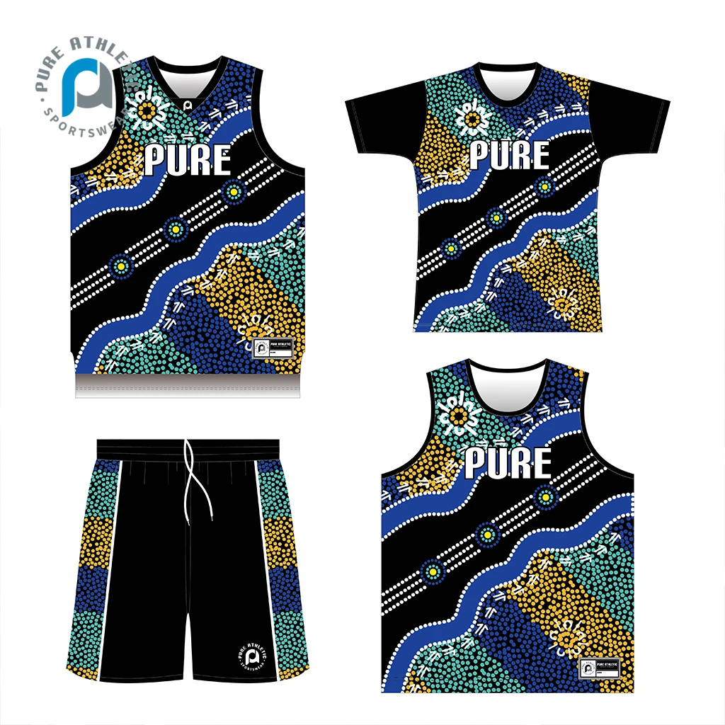 PURE Custom Aboriginal Basketball Uniforms Sublimation Basketball ...