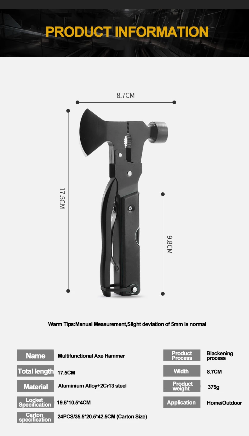 Ananke Tools Customize Logo Pocket Camping Axe Survival Multi Function Camping Tool With Hammer ...