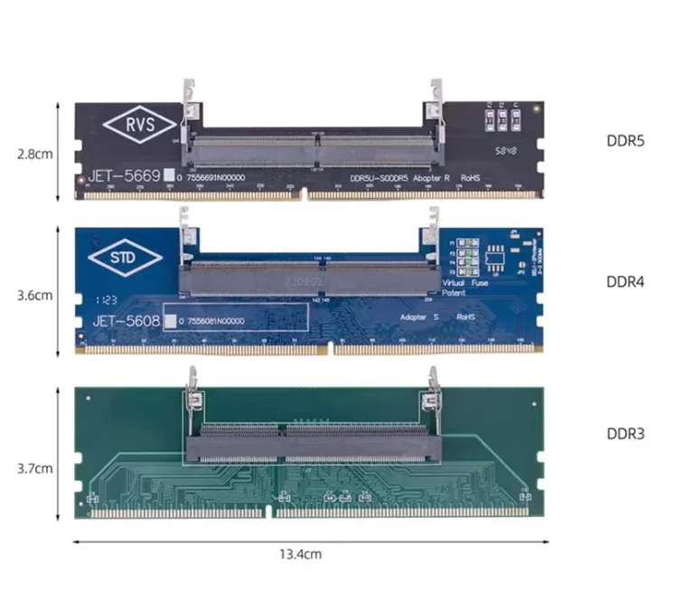 DDR3 DDR4 DDR5 Laptop To Desktop Memory Adapter Card SO-DIMM To PC DIMM Card Connector Card ...