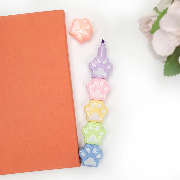 Cat Paw Stackable Fancy Multicolor Kawaii Ink Highlighter Pen For ...