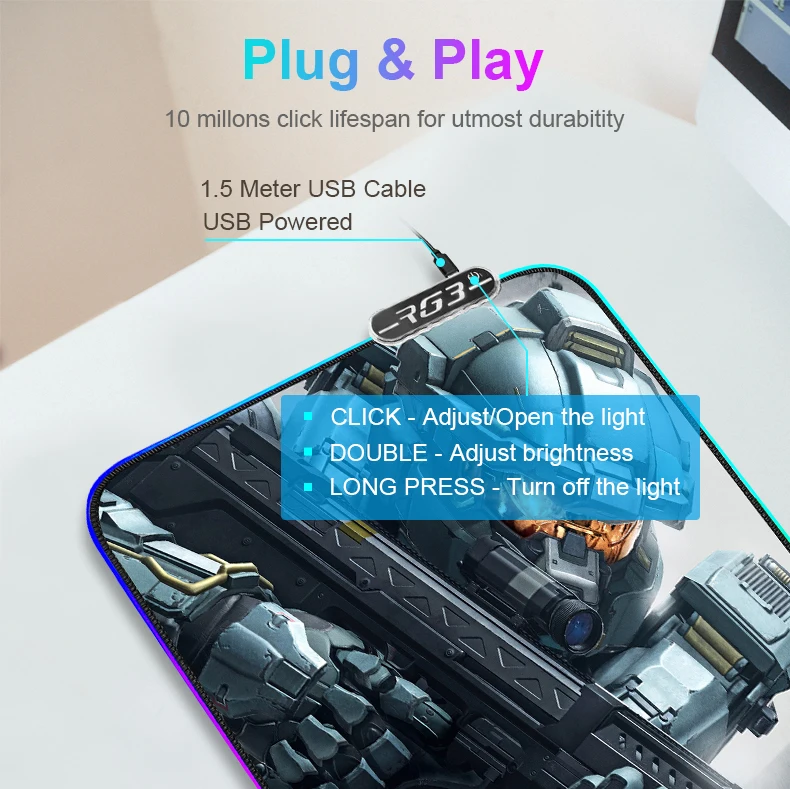 Custom Glowing Extended Large Natural Rubber Computer Desk Battle Mat ...