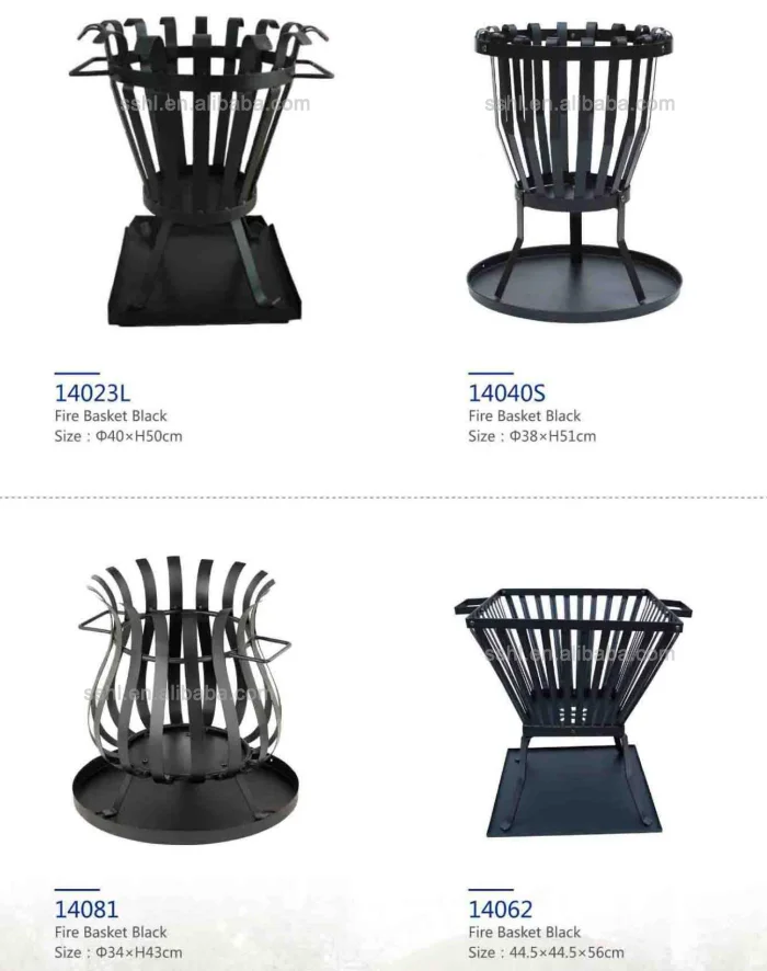 Garden Steel Round Bbq Fire Basket With Ash Plate Portable Camping ...