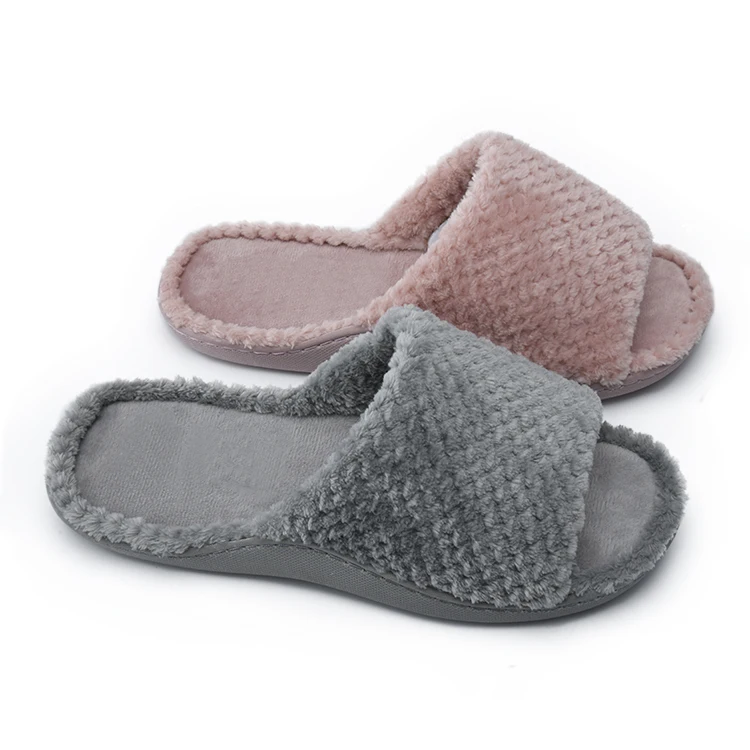 Factory Solid Color Simply Style Pink Grey Flannel Slipper Bedroom ...