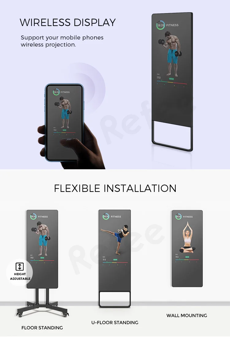 Layar Sentuh Cerdas Android Cermin Kebugaran,Tampilan Cermin Fitness ...
