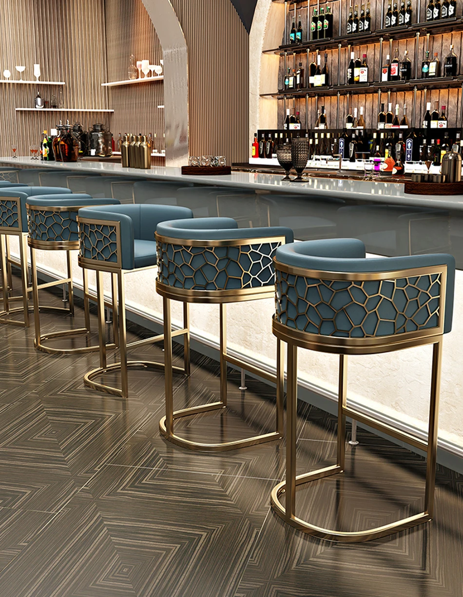 Modern Luxury Honeycomb Bar Stool High Chair in Gold Metal - Perfect ...