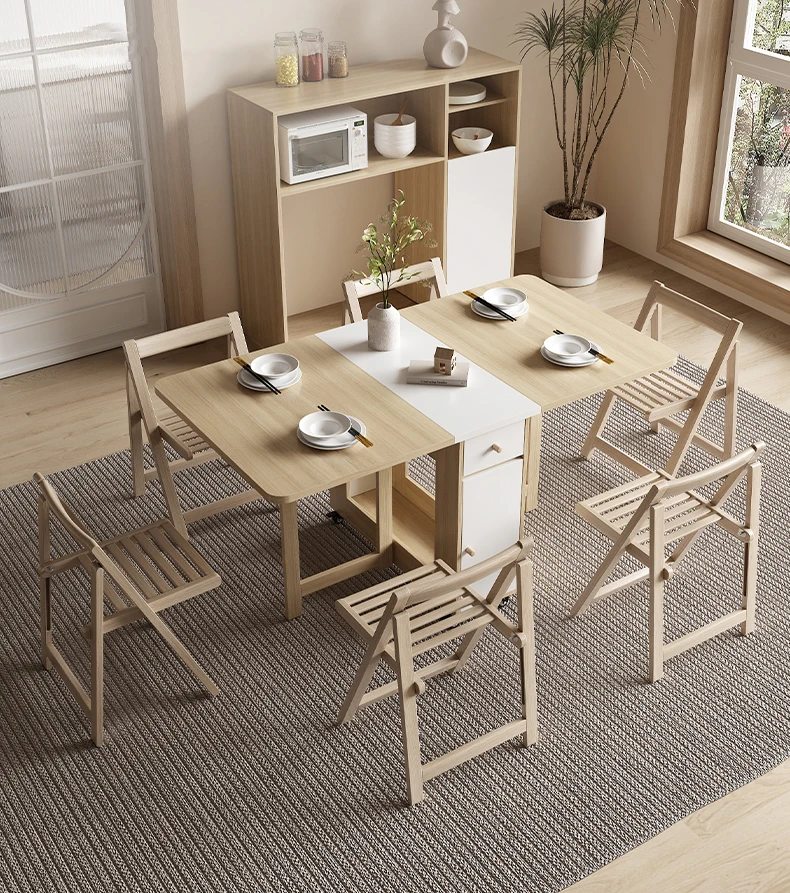Modern Expandable Wooden Folding Dining Table - Space-Saving Design for ...