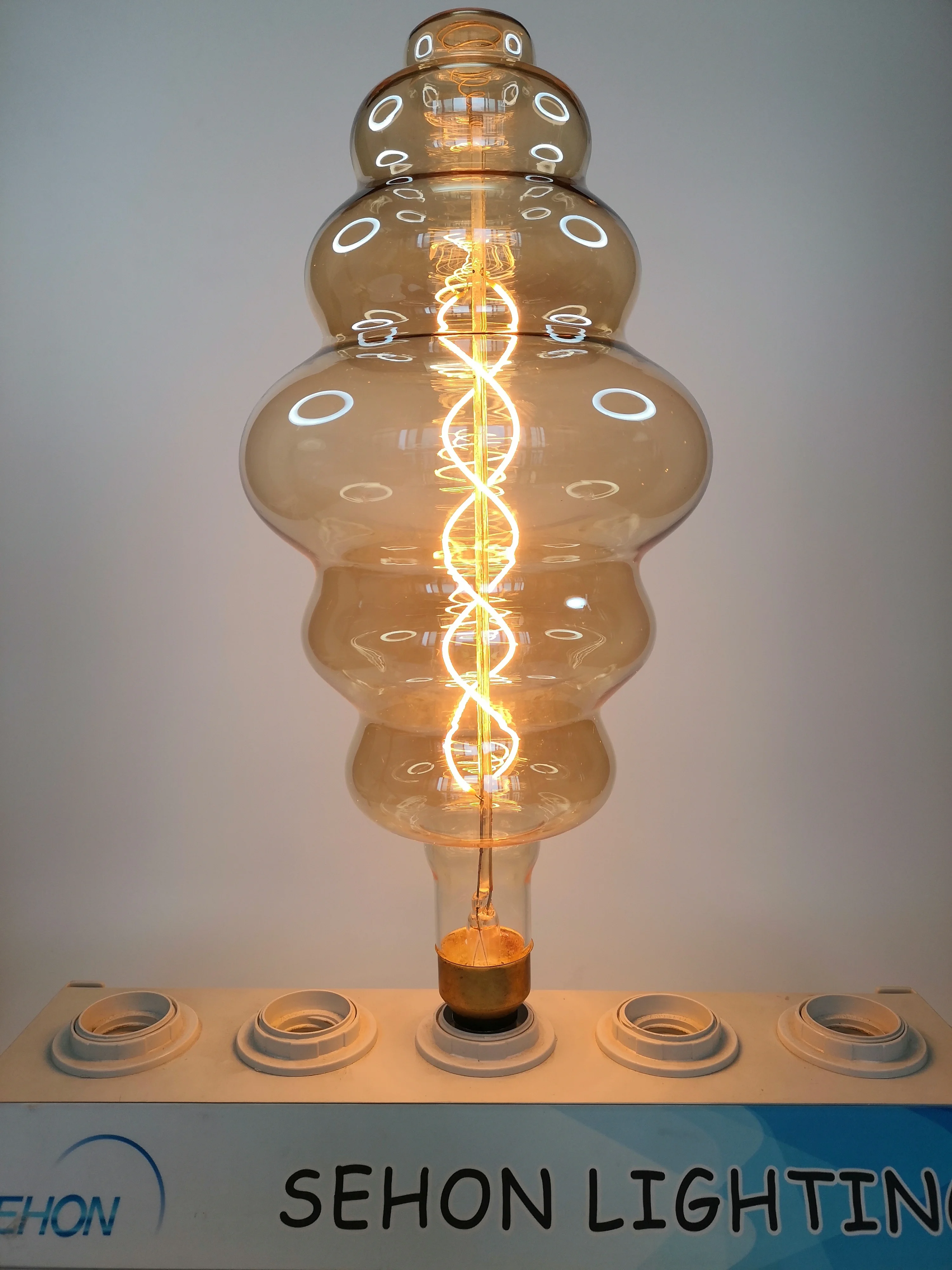 Honeycomb Shape Vintage Led Light Bulb Smoke Glass Soft Filament ...