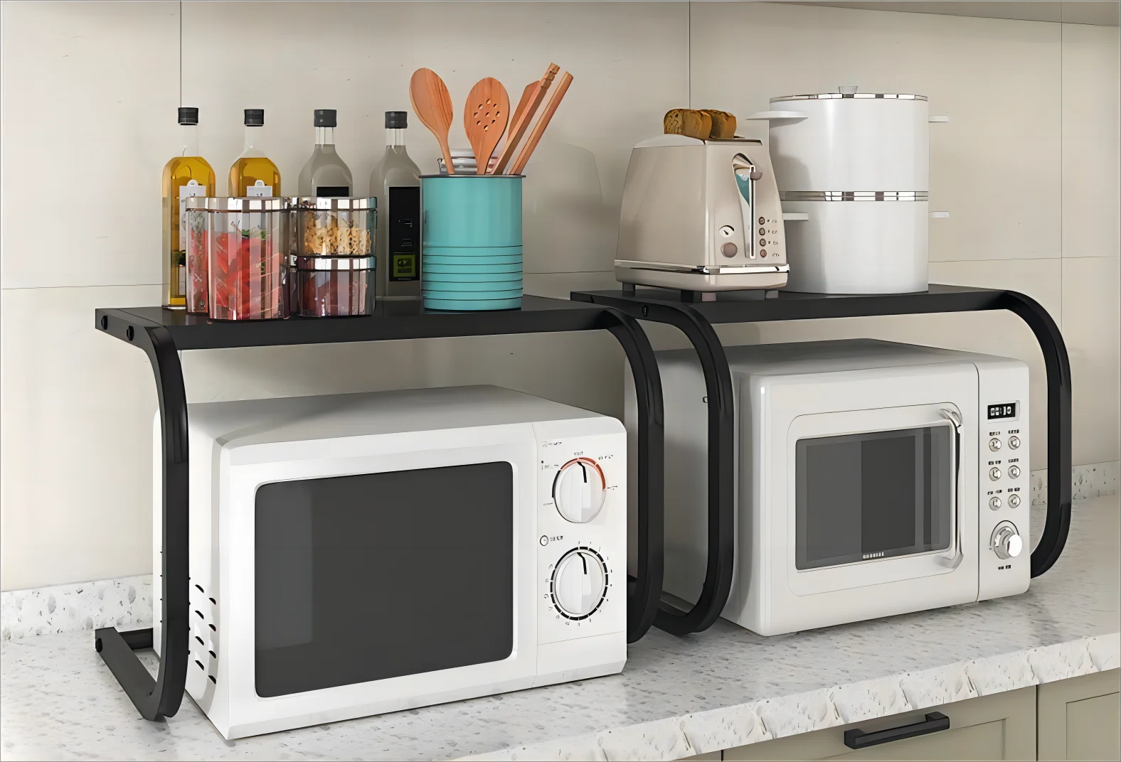 Kitchen Countertop Organizer Cabinet Shelf Large Space Racks Microwave ...