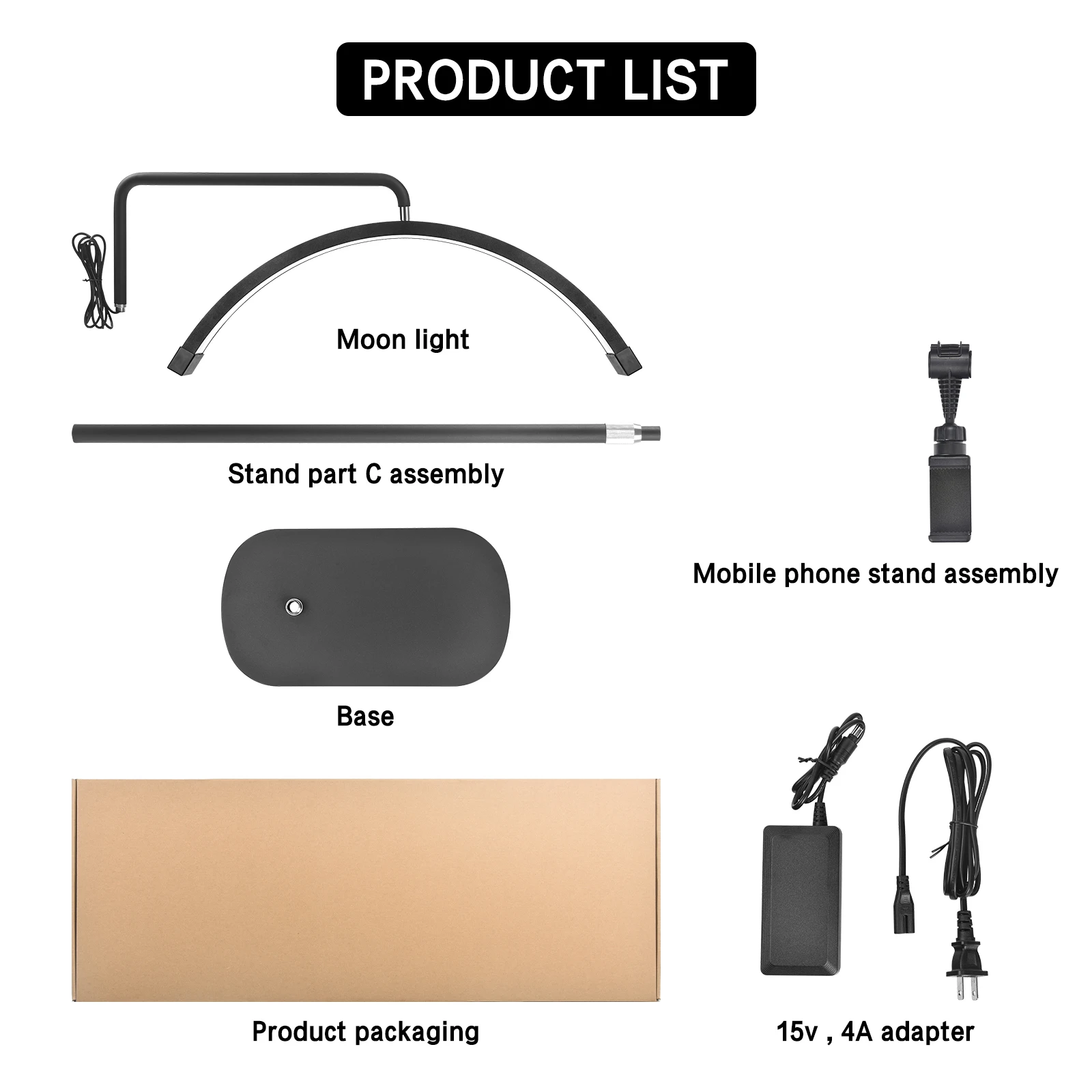 Fosoto 28inch Arch Beauty Light Glitter Half Moon Lamp Lashes Floor ...