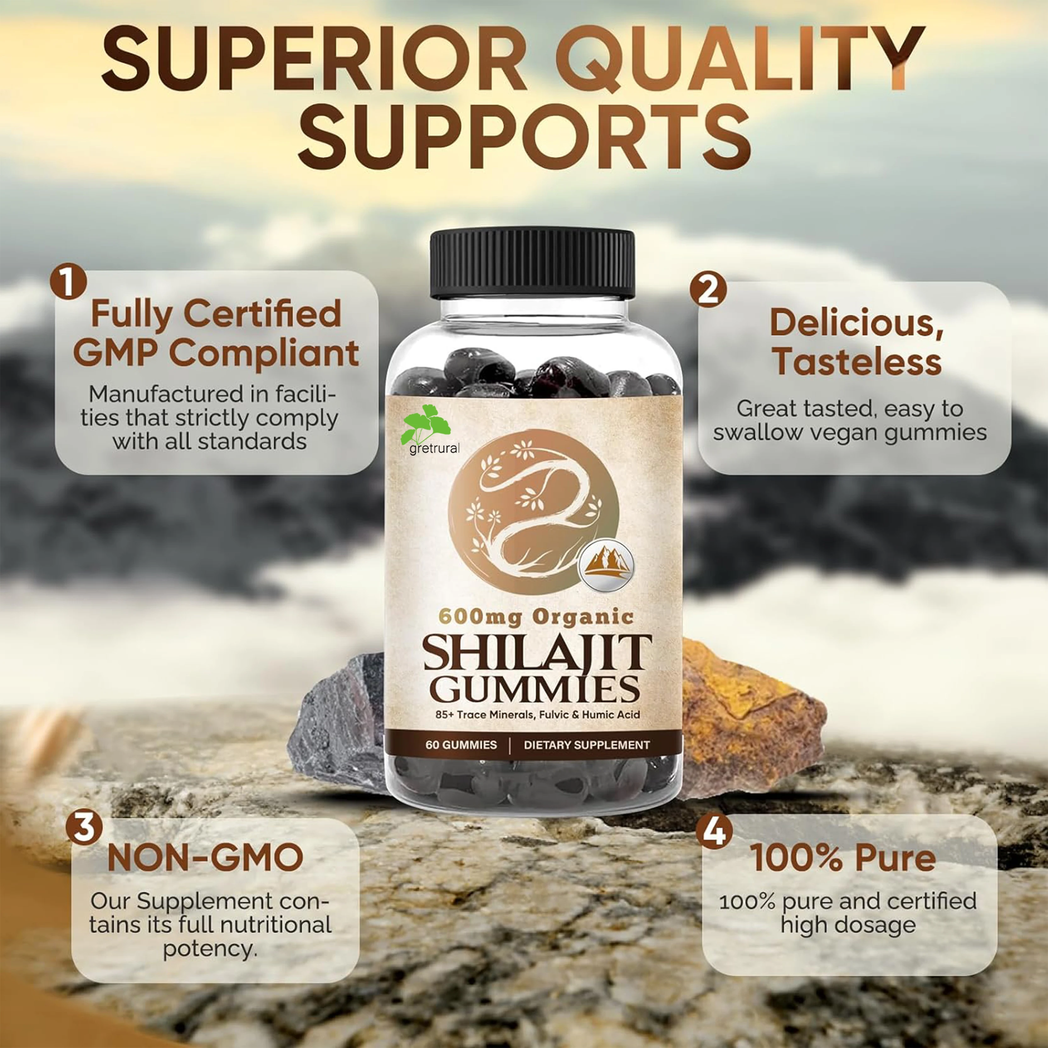 Oem/odm Shilajit Gummies (60 Count) - Made Of Pure Organic Himalayan ...