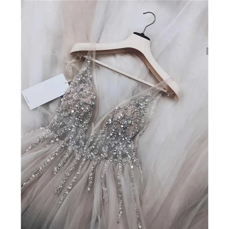 High Quality v Neck Tulle Wedding Gowns Dress Bridal Luxury Beaded ...