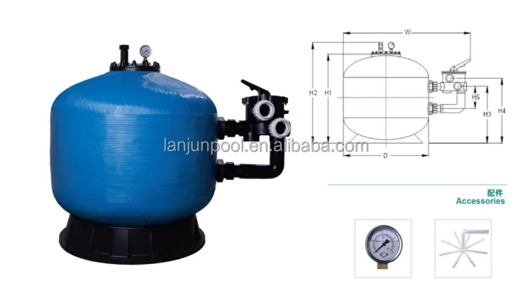 Latest Products Blue 750Mm With Multiport Valve Sand Filter Cleaner for ...