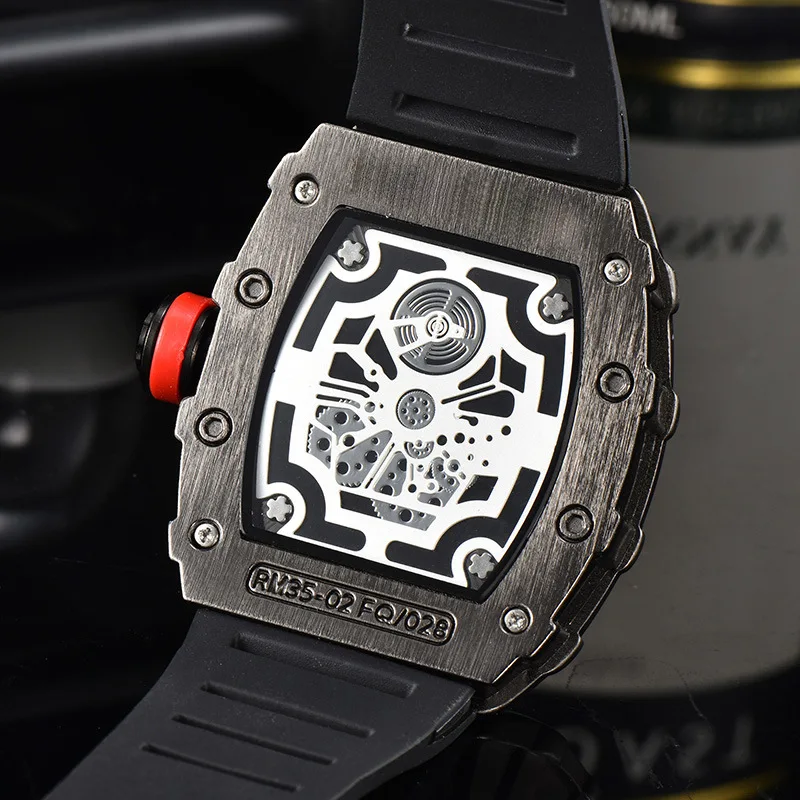 Silicone Rubber Strap Watch - Big Dial Design & Skeleton Date