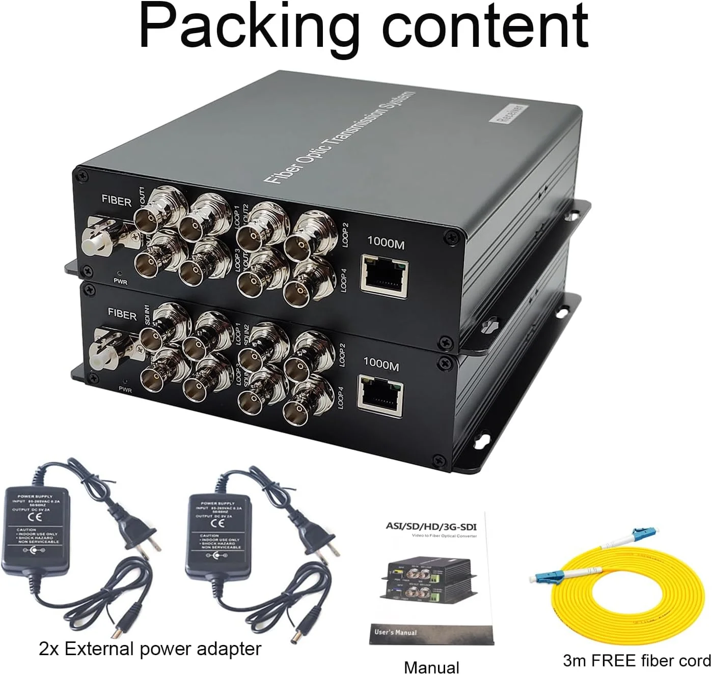 TV Station Studio SDI 4K over Fiber Extender 2chanenls forward 12G SDI ...