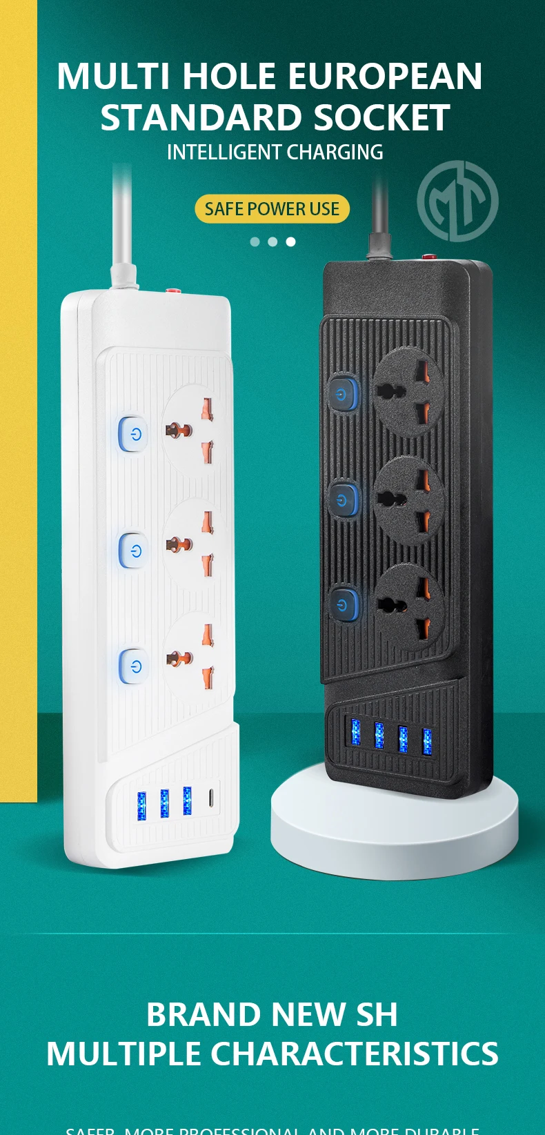 Universal Safety Anti-electric Shock Multi Extension Socket With Switch ...