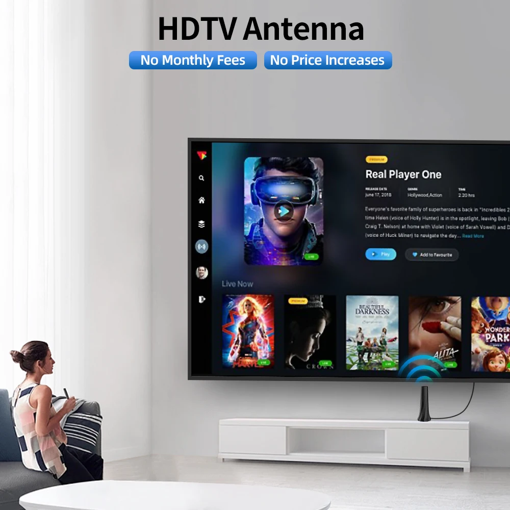 Tv Antenna Dvb-t2 High Gain Aerial Omni Ground Wave Hdtv Antena Signal ...