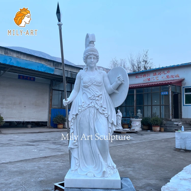 Customized Greek Stone Sculpture - White Marble Athena Statue
