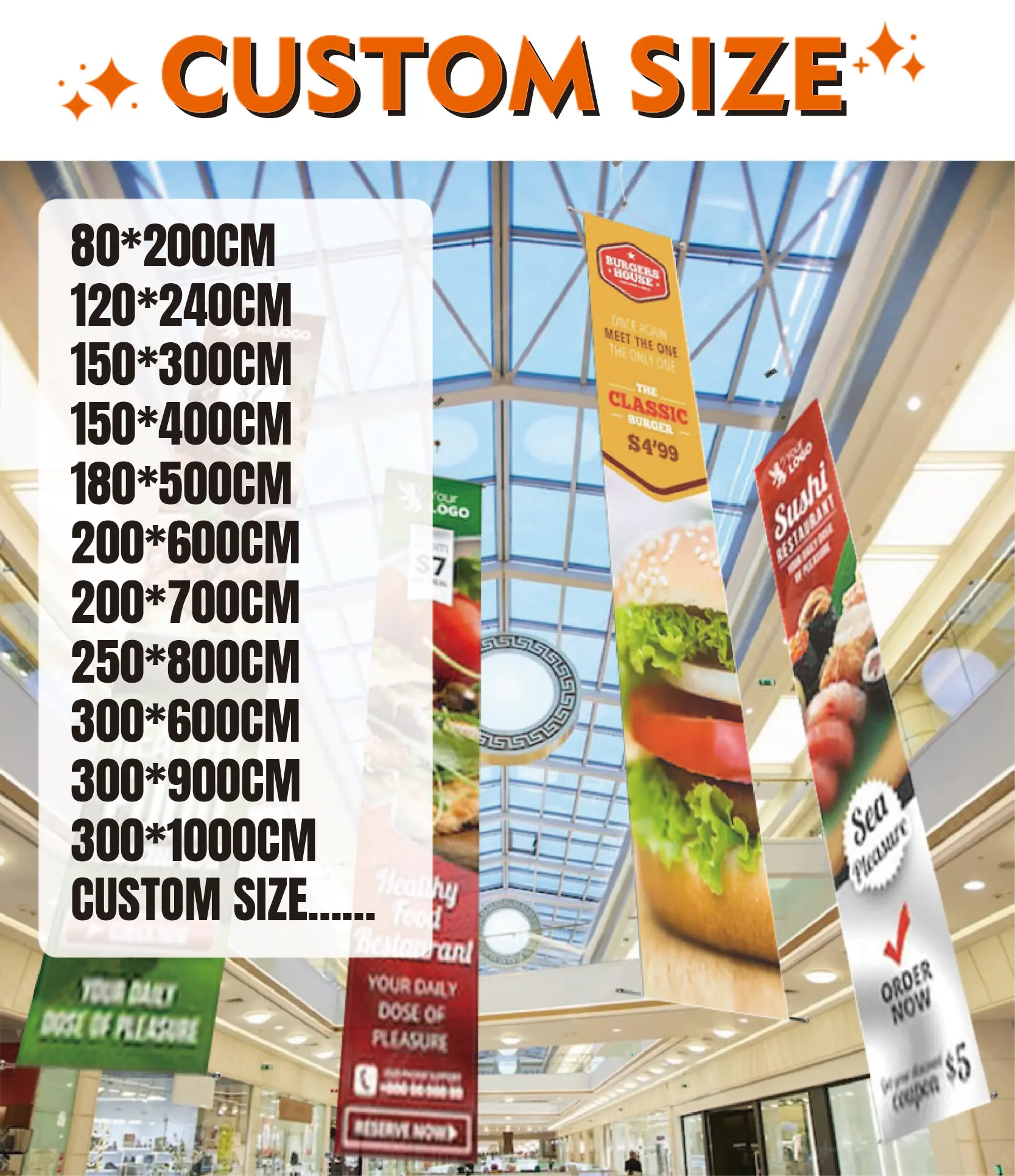 Custom Logo Mall Cinema Vinyl Advertising Hanging Banners