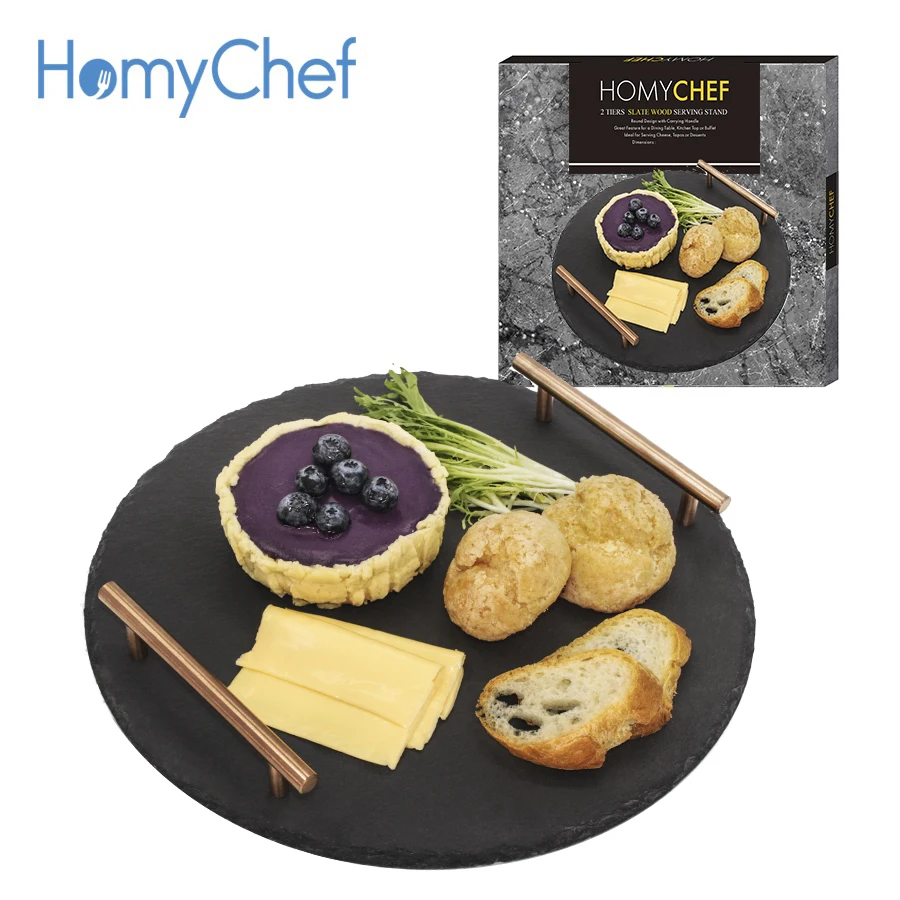 Slate Serving Tray With Stainless Steel Handles,Gourmet Board For ...