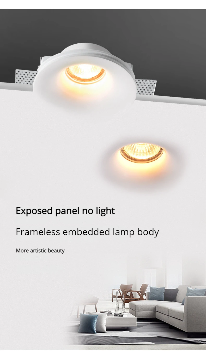 Indoor IP20 Modern Ceiling Recessed GU10 Trimless Downlight