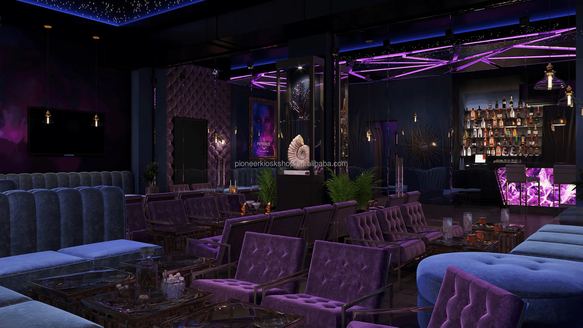 Luxury Nightclub Lounge Decor Ideas - Bar Counter & Furniture