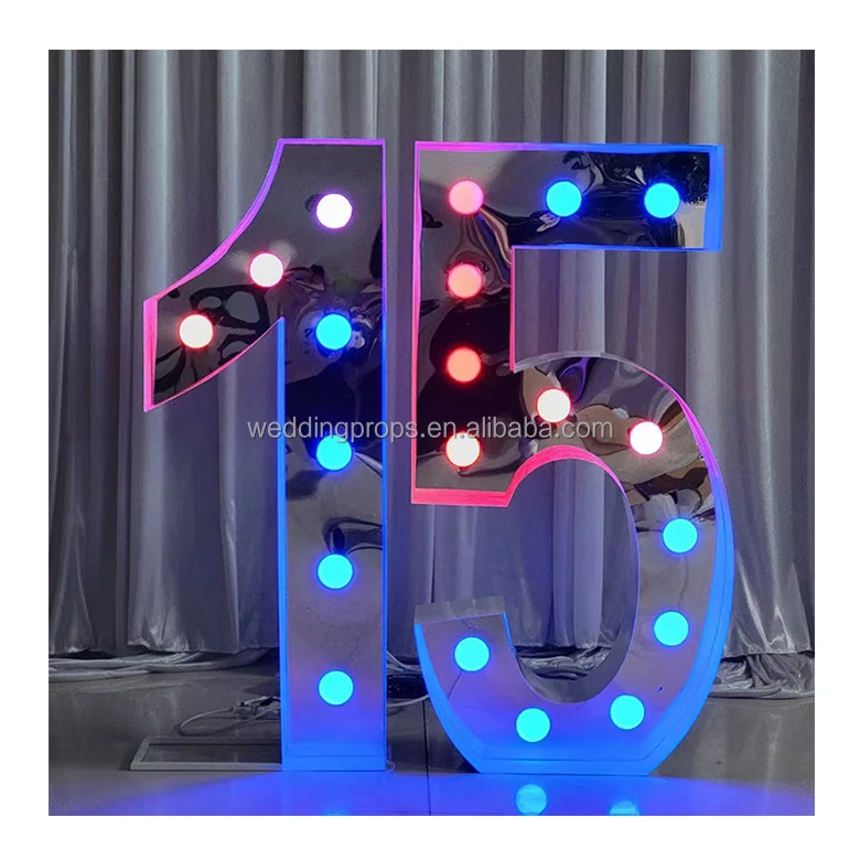 White Number Letter Light Stand Backdrop Stage Wedding Light Number ...