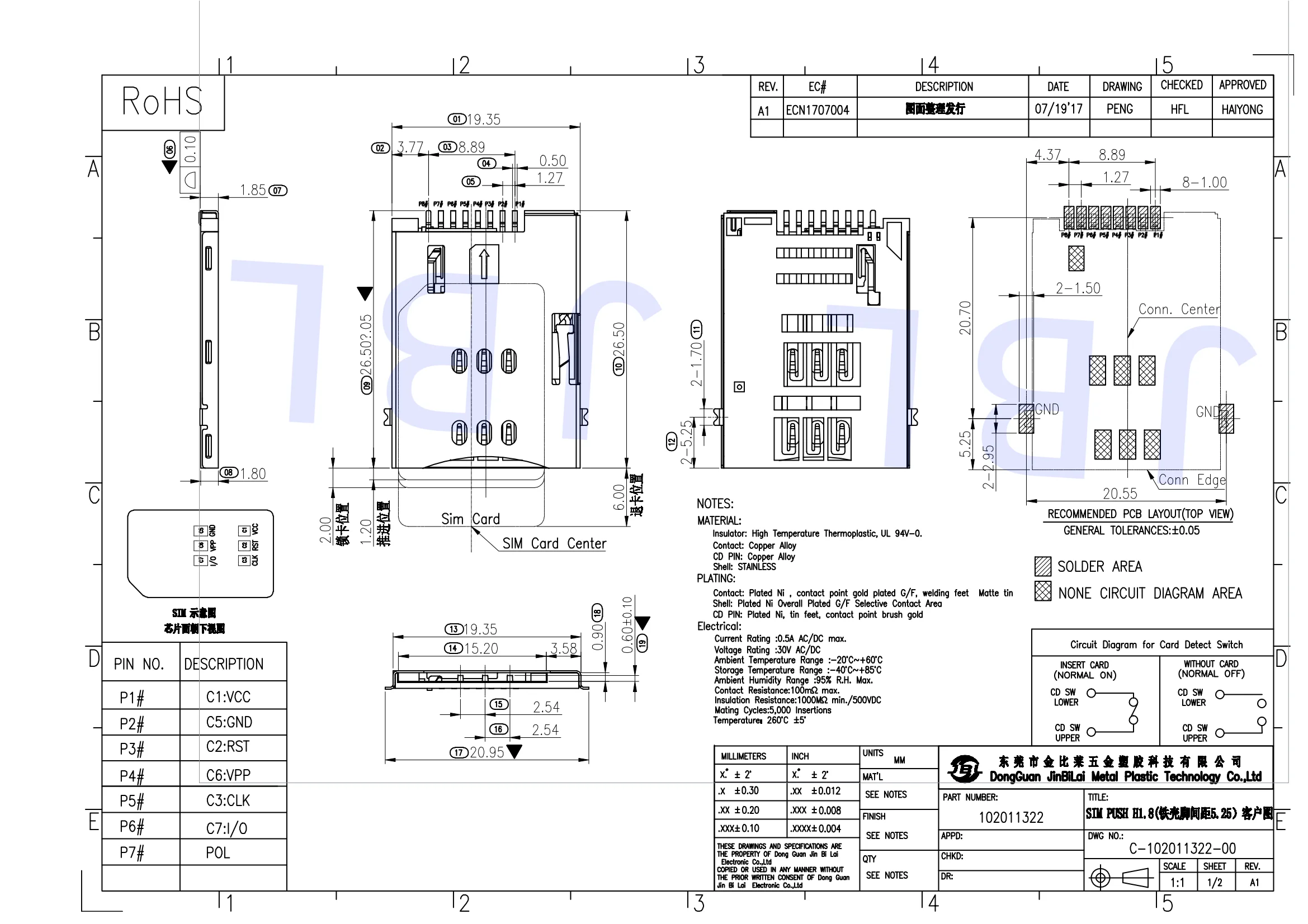 MICRO SIM Card Holder Medium Card Holder Connector Self-ejecting 8PIN ...