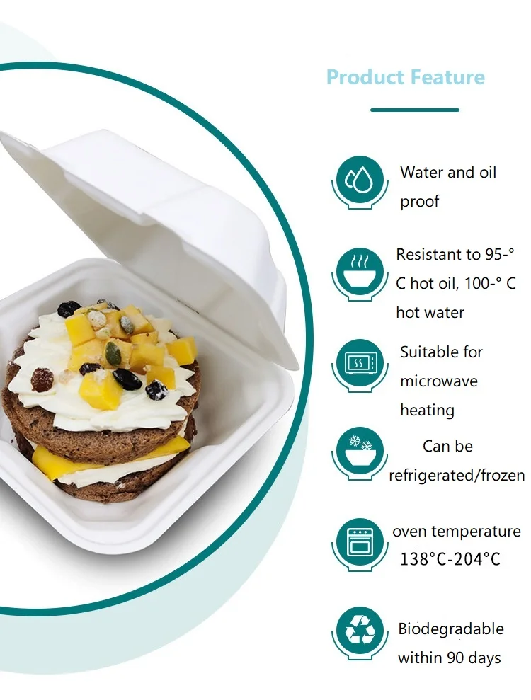 Microwavable Sugarcane Bagasse Clamshell Box Takeaway Food Container ...