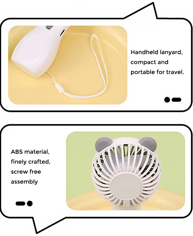 Outdoor Portable Handheld Rechargeable Mini Fans with Light