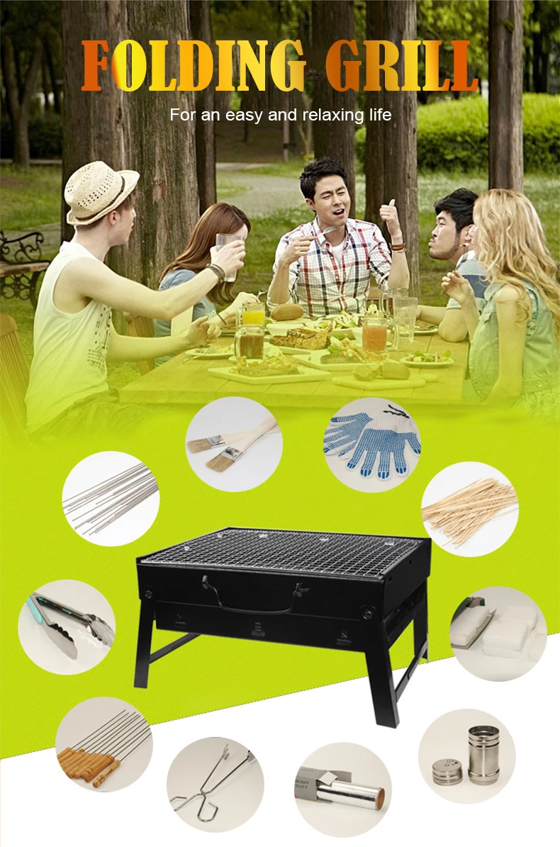 Portable Bbq Barbecue Grill Rotisserie Small Parrilla Portatil Folding ...