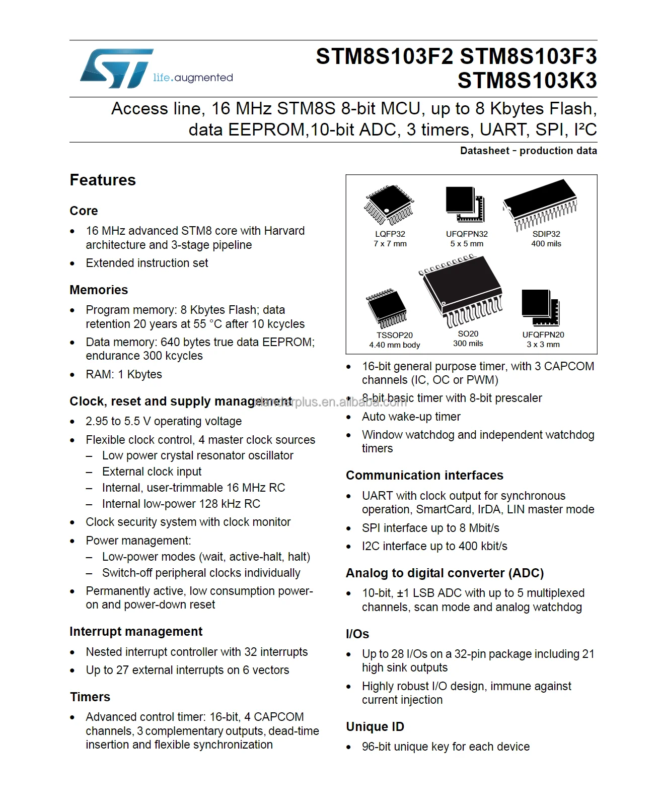 X-lander STM8S103F3P6 IC MCU 8BIT 8KB FLASH 20TSSOP Integrated circuit Electronic components IC ...