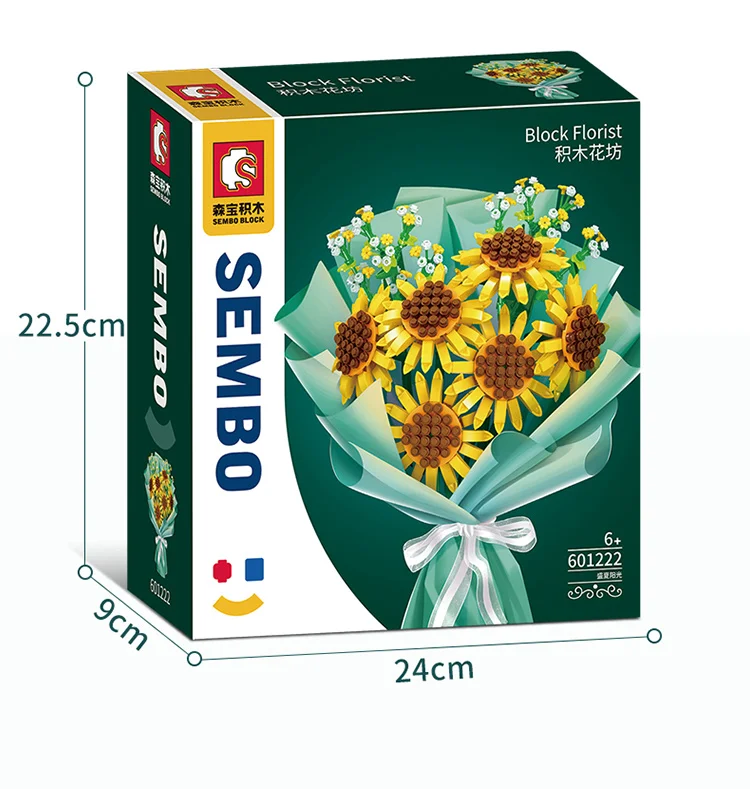 Sembo Block 601222 1050+pcs Flower Kids Gift Educational Diy Bouquet ...