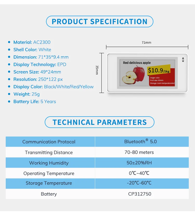 Minewtag 2.1inch Digital Price Tag - Efficient Retail Solutions