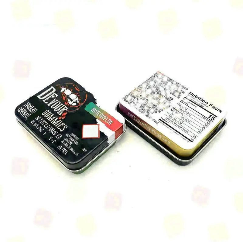 Custom Printing Reusable Rectangular Child Resistant Hinged Tin Box For ...