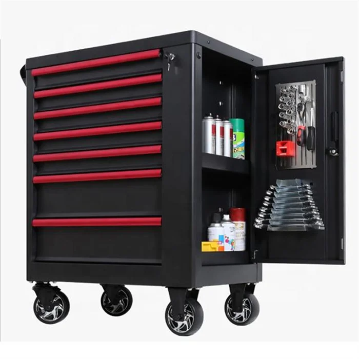 Metal Tool Trolley Workbench Rolling Box Trolley Drawers Lock Tool Cart ...