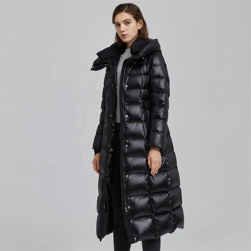 High Quality Women Long Shiny Puffer Jacket Plus Size Ladies Winter ...