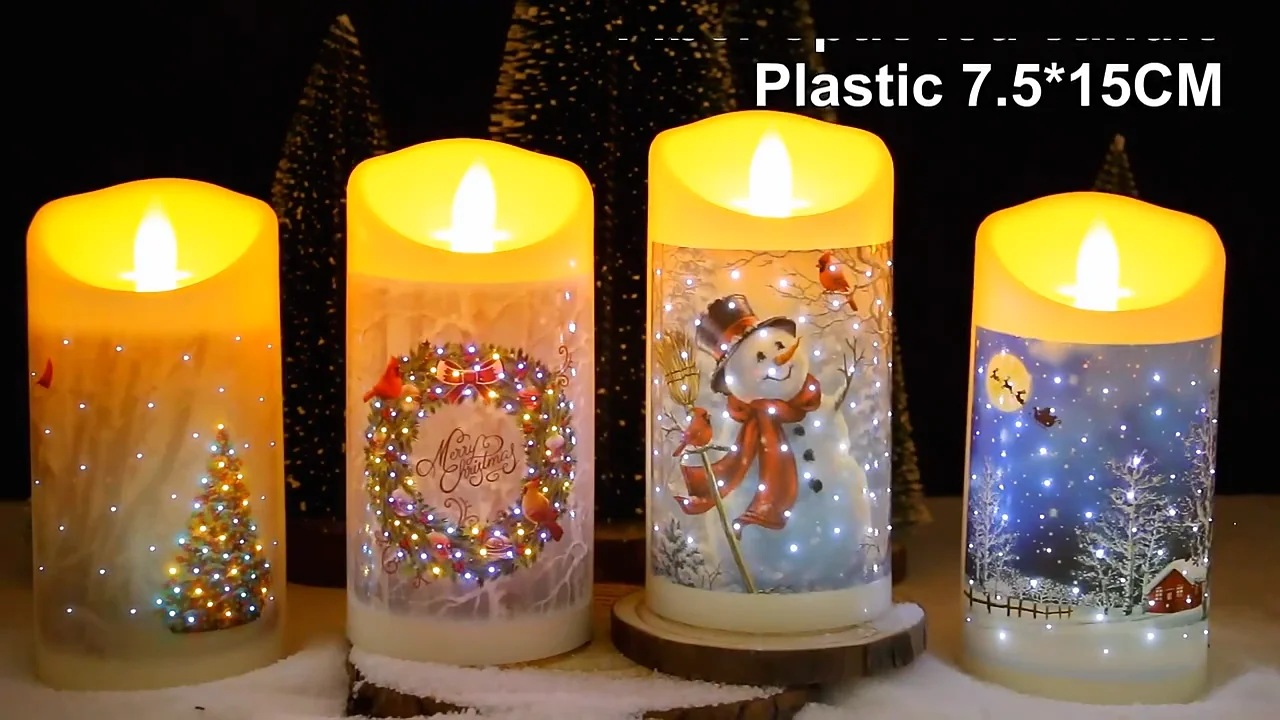 Senmasine Music Rotating Scene Candle 7.5*15cm Battery Operated ...
