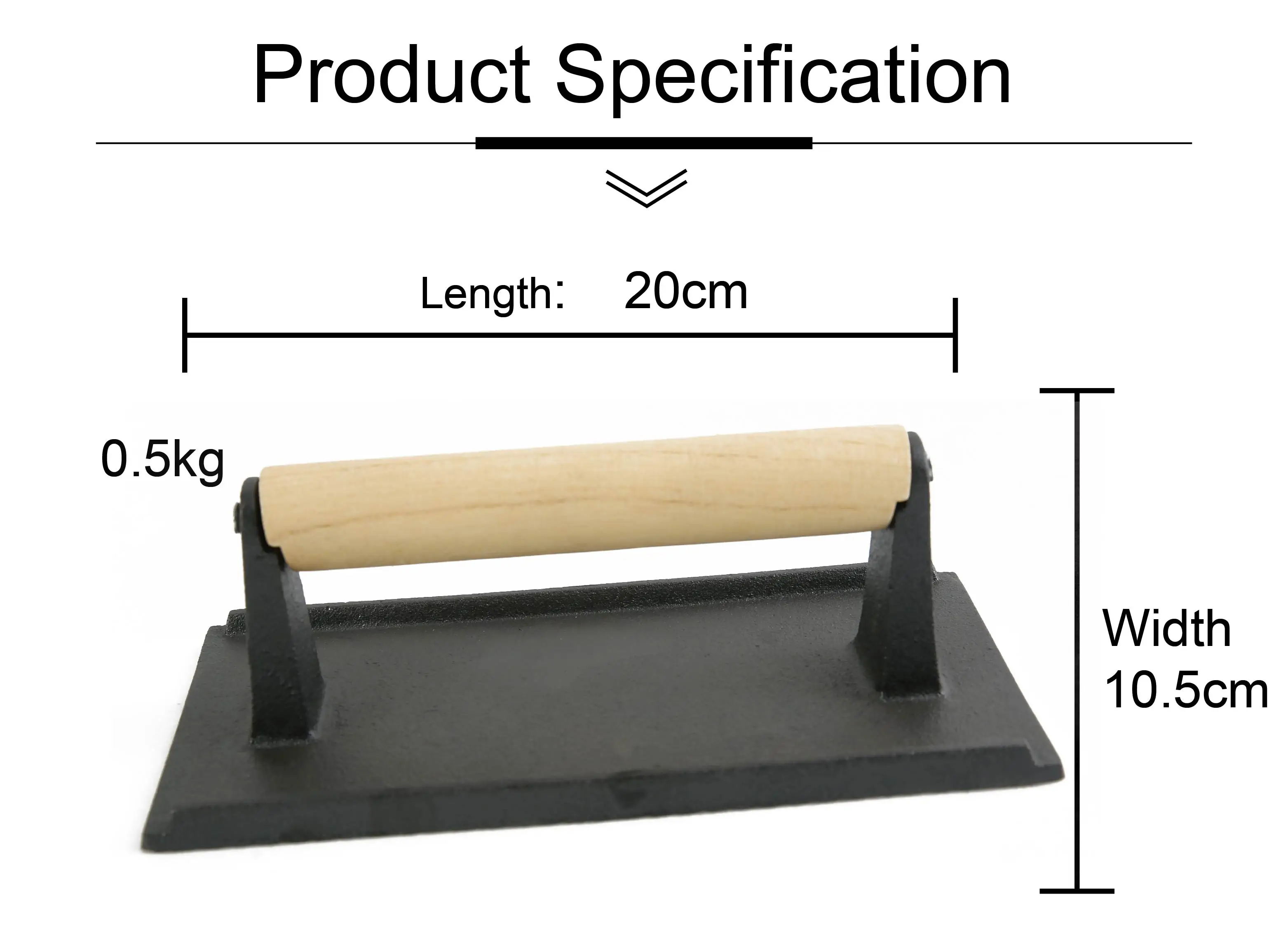 Cast Iron Heavy-weight Grill Presses Bacon Press With Wooden Handle ...