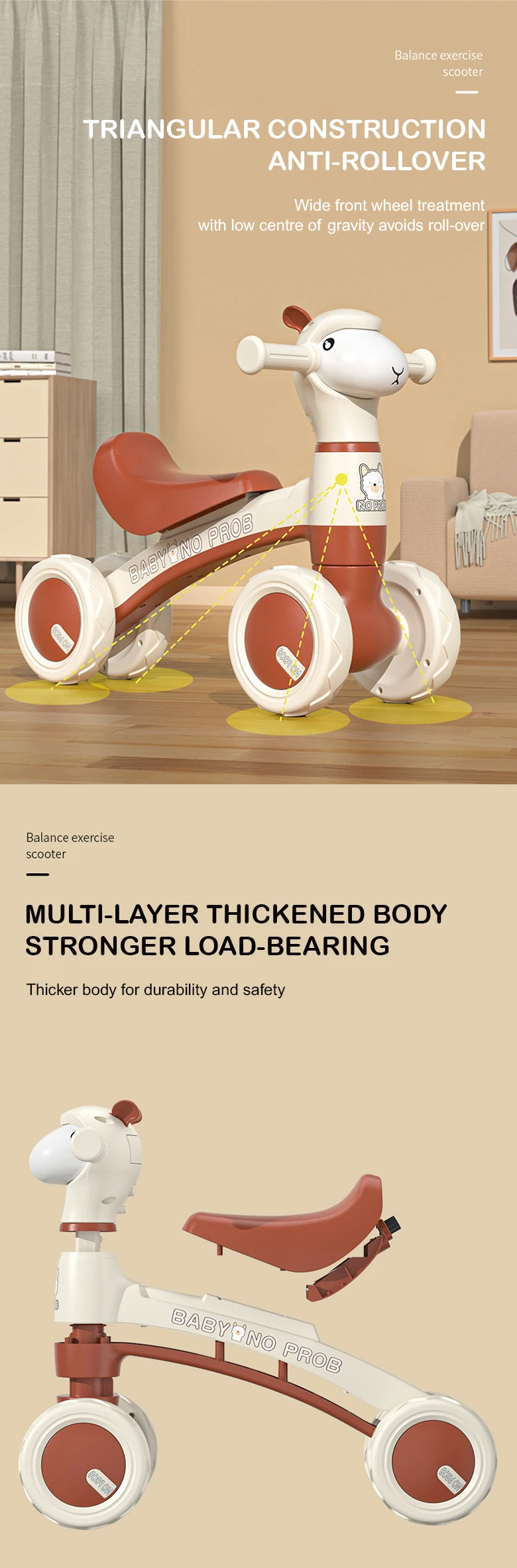 4 Wheels Foot Children's Sliding Baby Balance Bike Walker Ride On Car ...