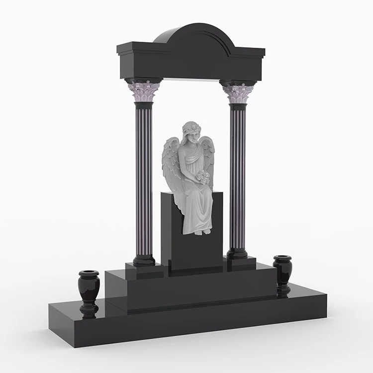 European Funeral Sleep Sitting Angel Bench Grey Granite Monuments And ...
