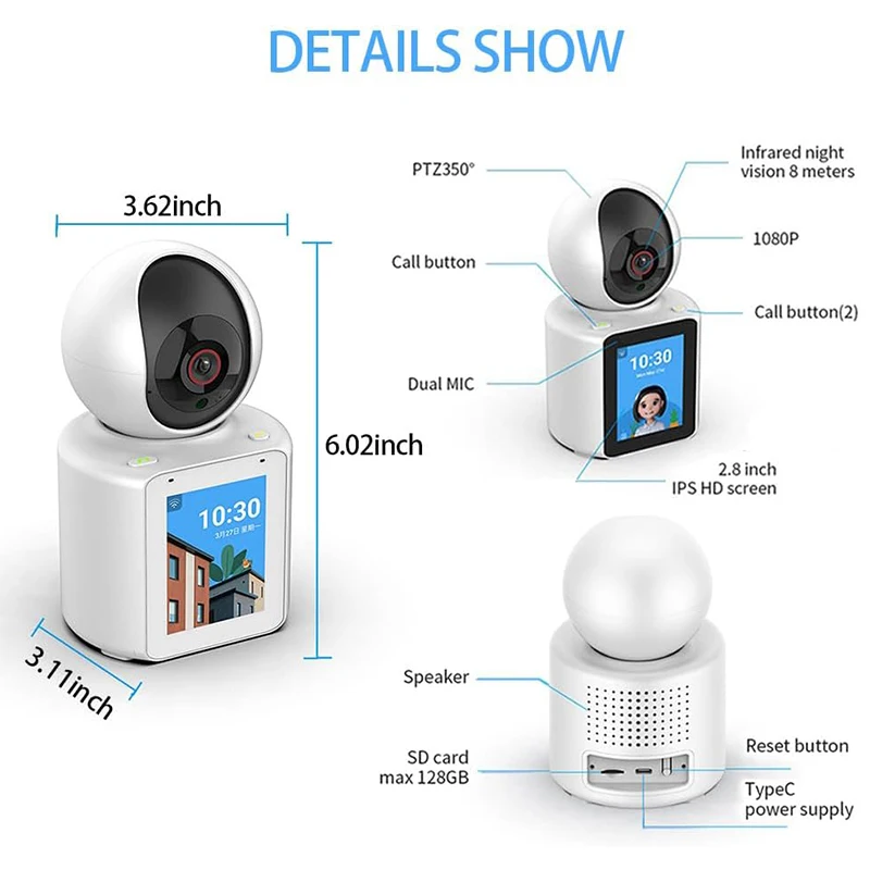 2023 Video Calling Smart Camera - Wi-Fi Security & Wideangle