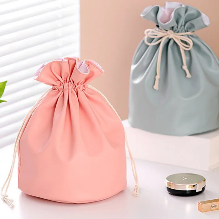 Custom Private Label Pu Leather Drawstring Makeup Bags Portable Travel ...